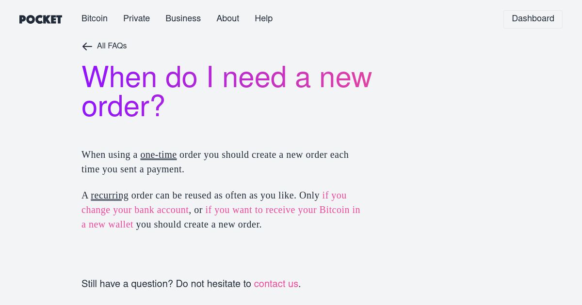 When do I need a new order?