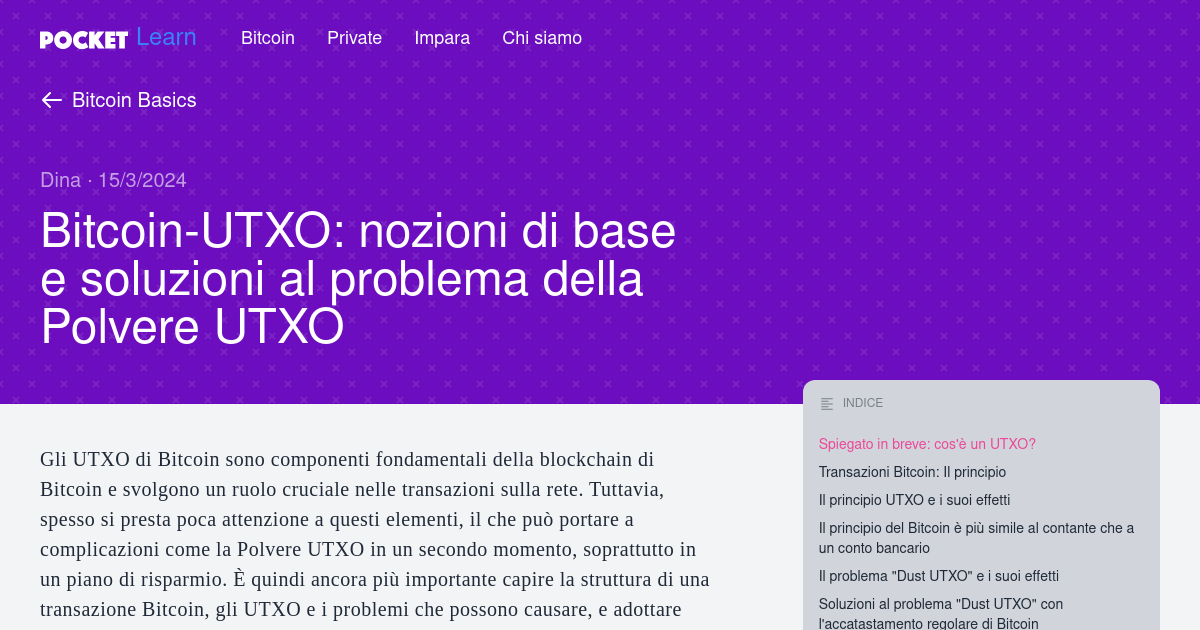 Che cos'è un UTXO e la gestione degli UTXO? | Pocket Che cos'è un UTXO e la gestione degli UTXO? | Pocket