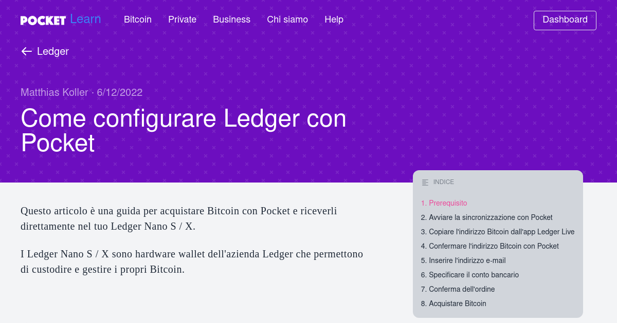 Come configurare Ledger con Pocket